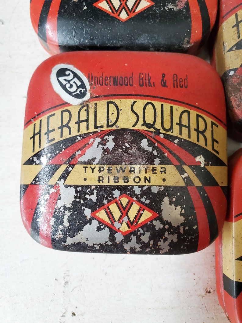 ONE SHABBY Vintage Typewriter Ribbon Tin , Herald Square Woolworths ...