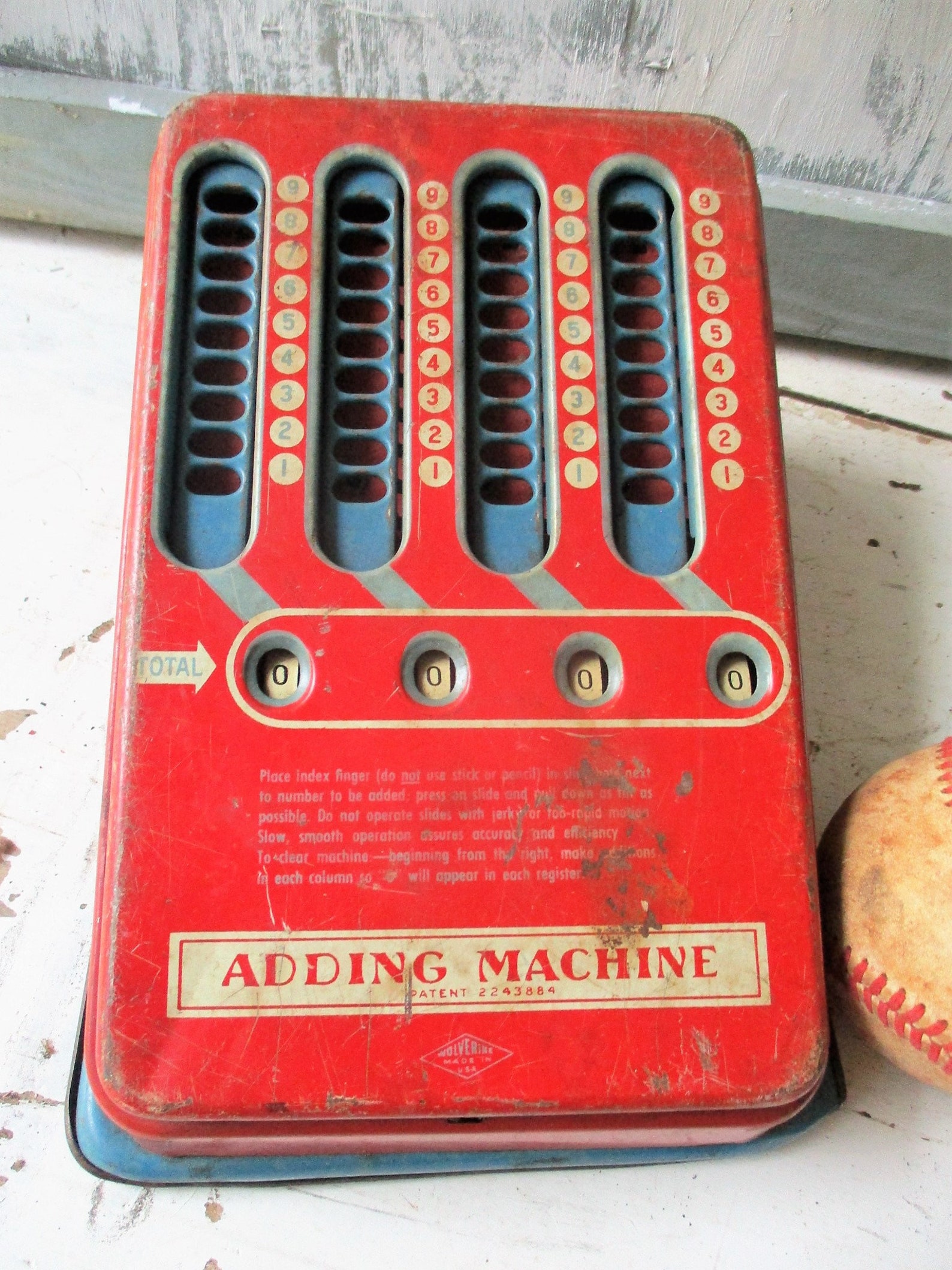 Vintage Wolverine Adding Machine Tin Toy Calculator Red White | Etsy