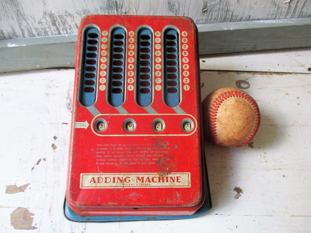 Vintage Wolverine Adding Machine Tin Toy Calculator Red White Blue - Etsy