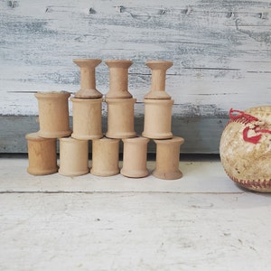 12 Medium Wooden Spools , Approx. 1 1/2 Inch Vintage Empty Wood Sewing ...