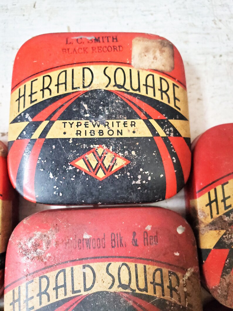 ONE SHABBY Vintage Typewriter Ribbon Tin , Herald Square Woolworths ...