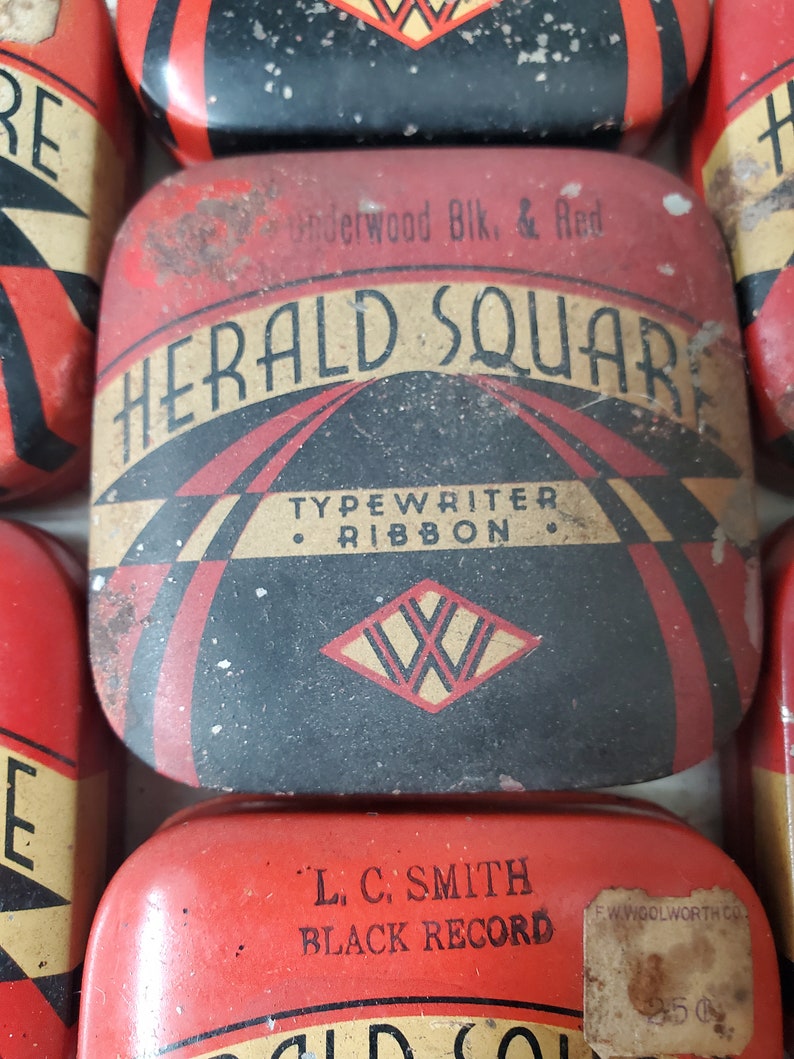 ONE SHABBY Vintage Typewriter Ribbon Tin , Herald Square Woolworths ...