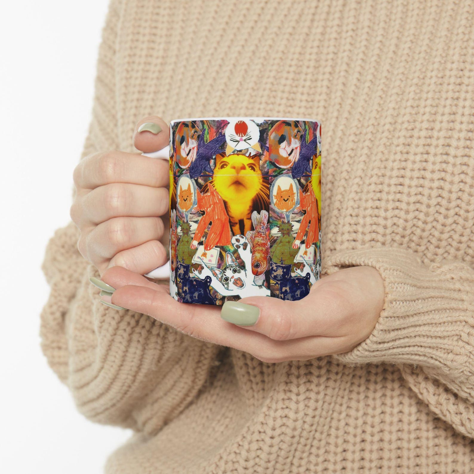 Aesthetic Retro Tumblr Funny Cat Special Design Coffee Tea Ceramic Mug ...