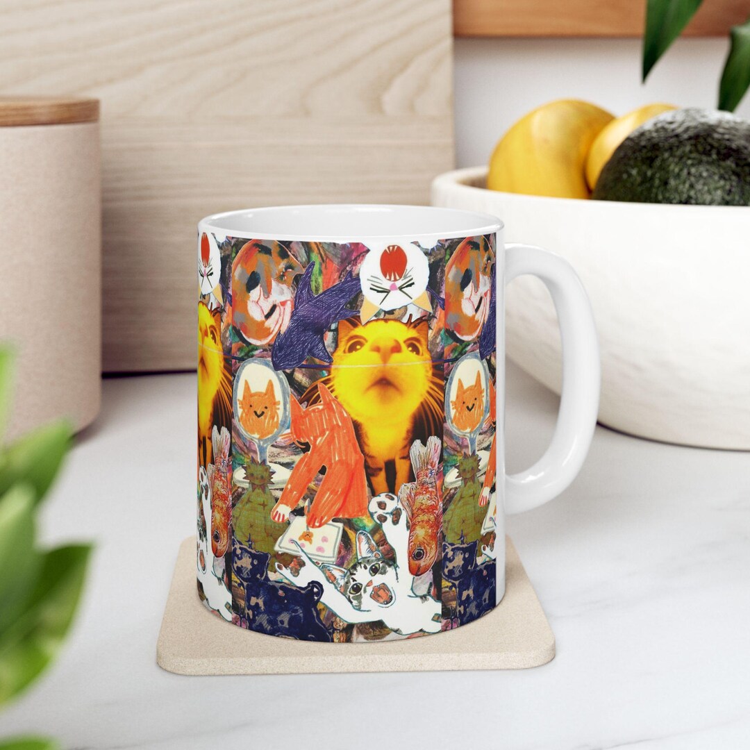 Aesthetic Retro Tumblr Funny Cat Special Design Coffee Tea Ceramic Mug ...