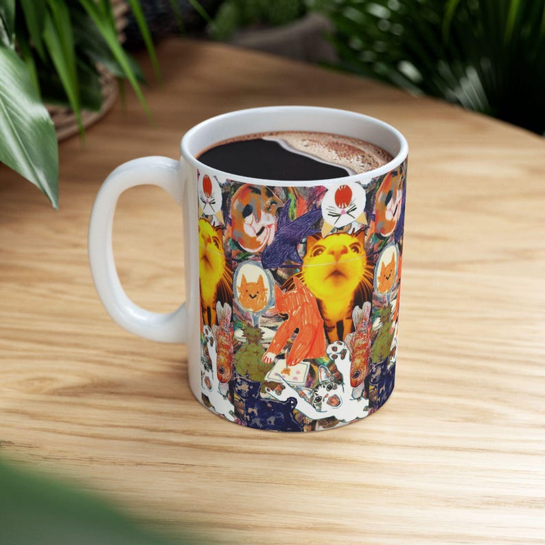 Aesthetic Retro Tumblr Funny Cat Special Design Coffee Tea Ceramic Mug ...
