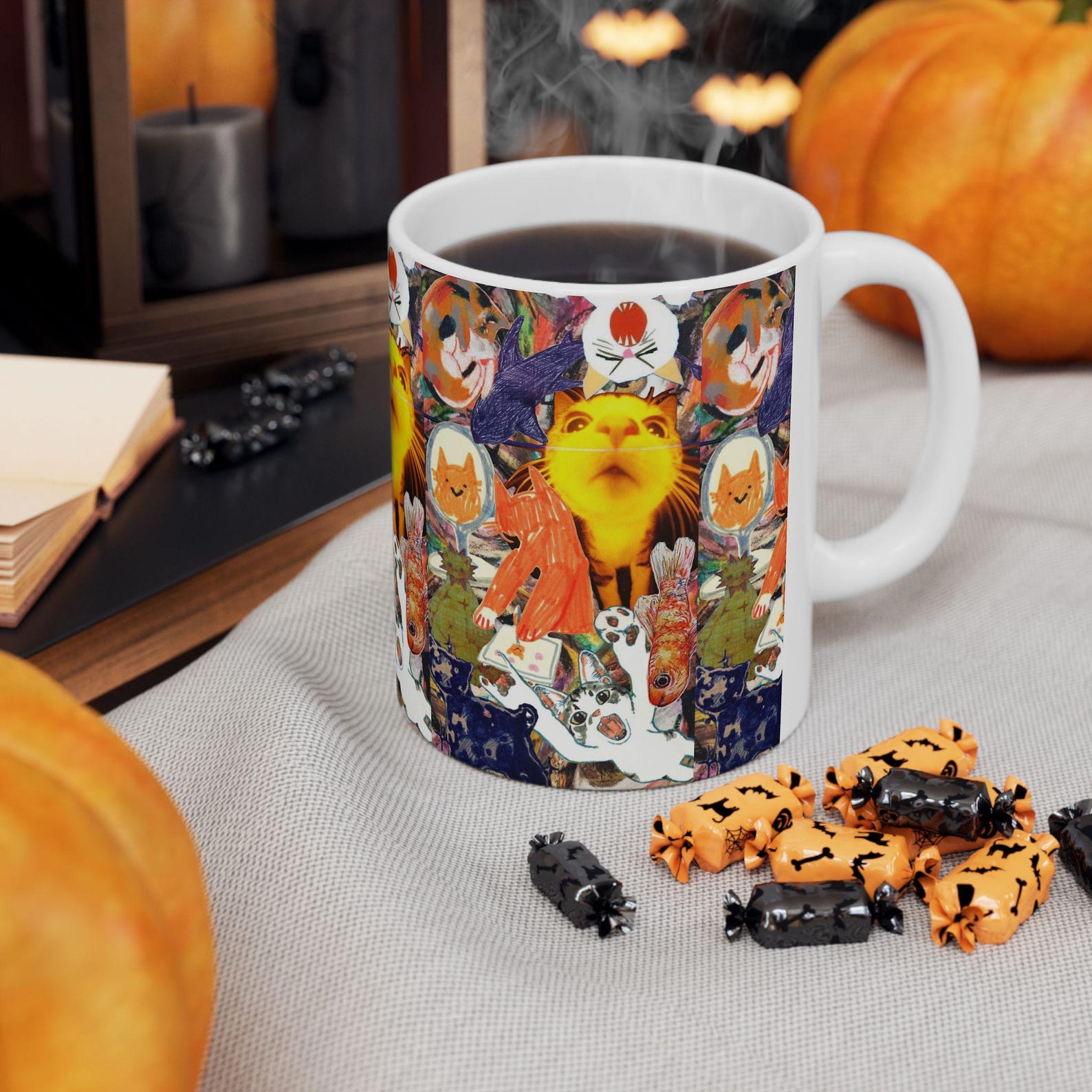 Aesthetic Retro Tumblr Funny Cat Special Design Coffee Tea Ceramic Mug ...