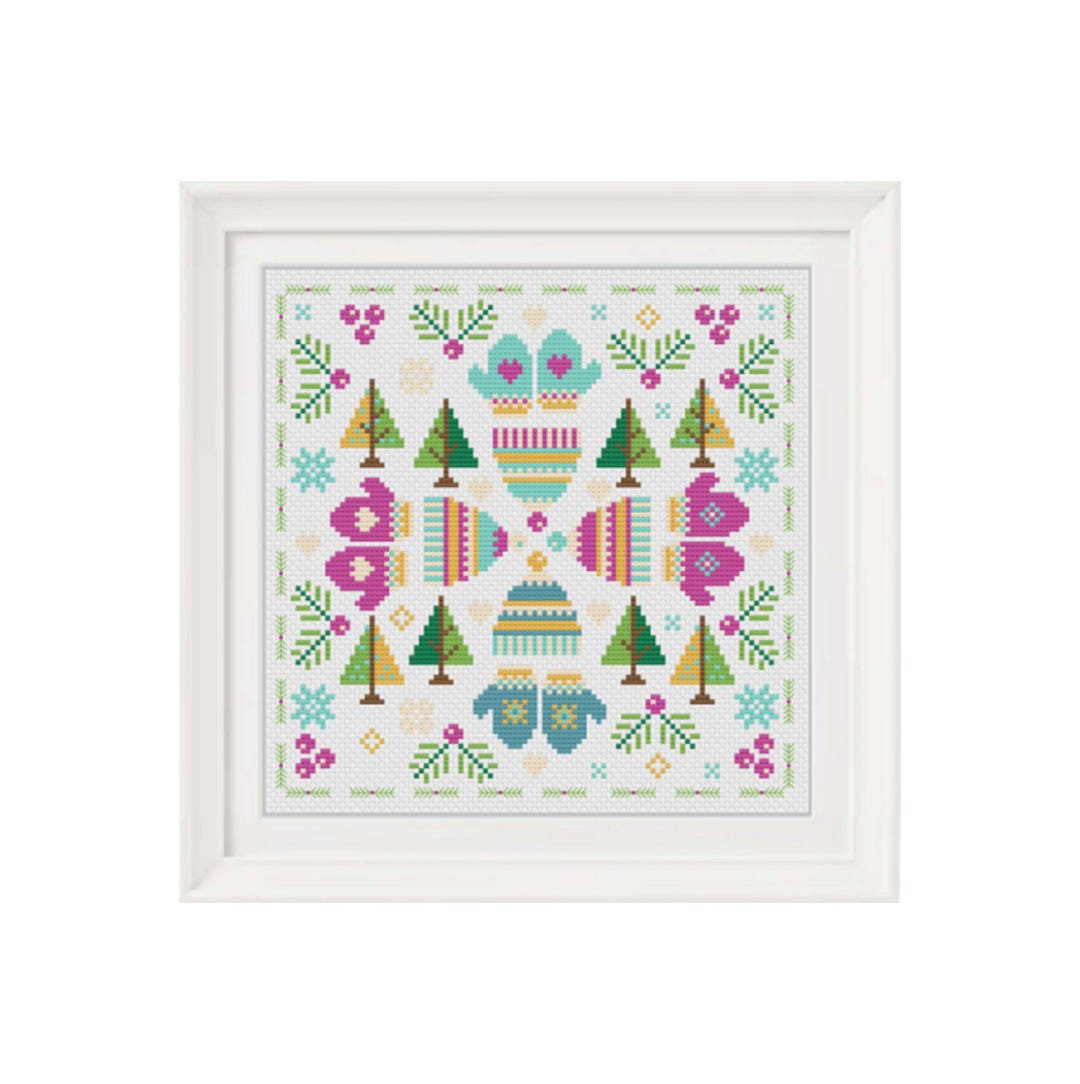Woolly Hat & Mittens Cross Stitch Chart: Autumn Colors (PDF Download ...
