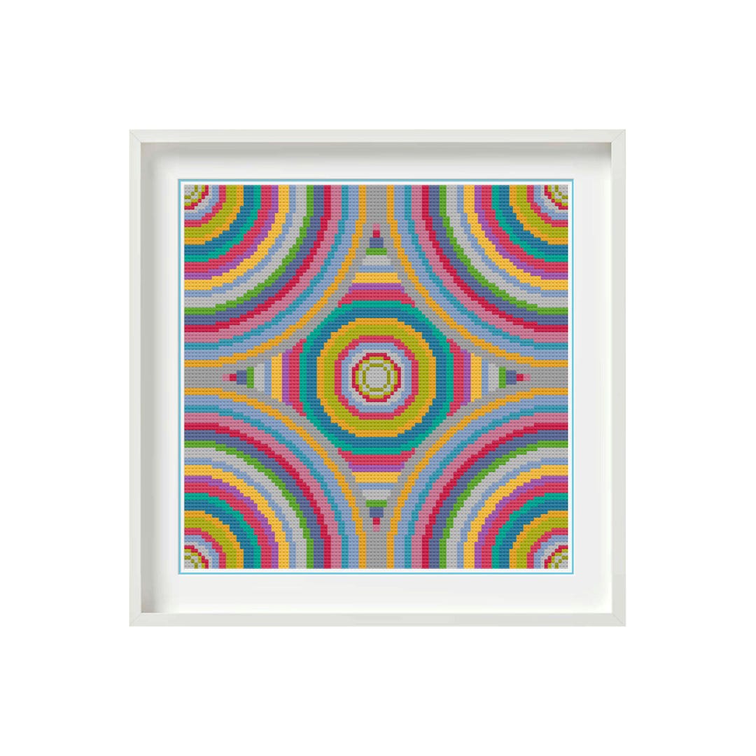 Bright Circles Cross Stitch Pattern: Fun 8 Inch (20cm) Embroidery ...