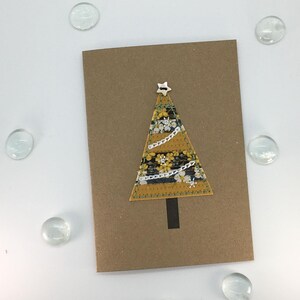 Scrappy Christmas Card, Stitched Xmas Card, Textile Trees Christmas ...