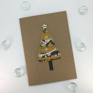 Scrappy Christmas Card, Stitched Xmas Card, Textile Trees Christmas ...