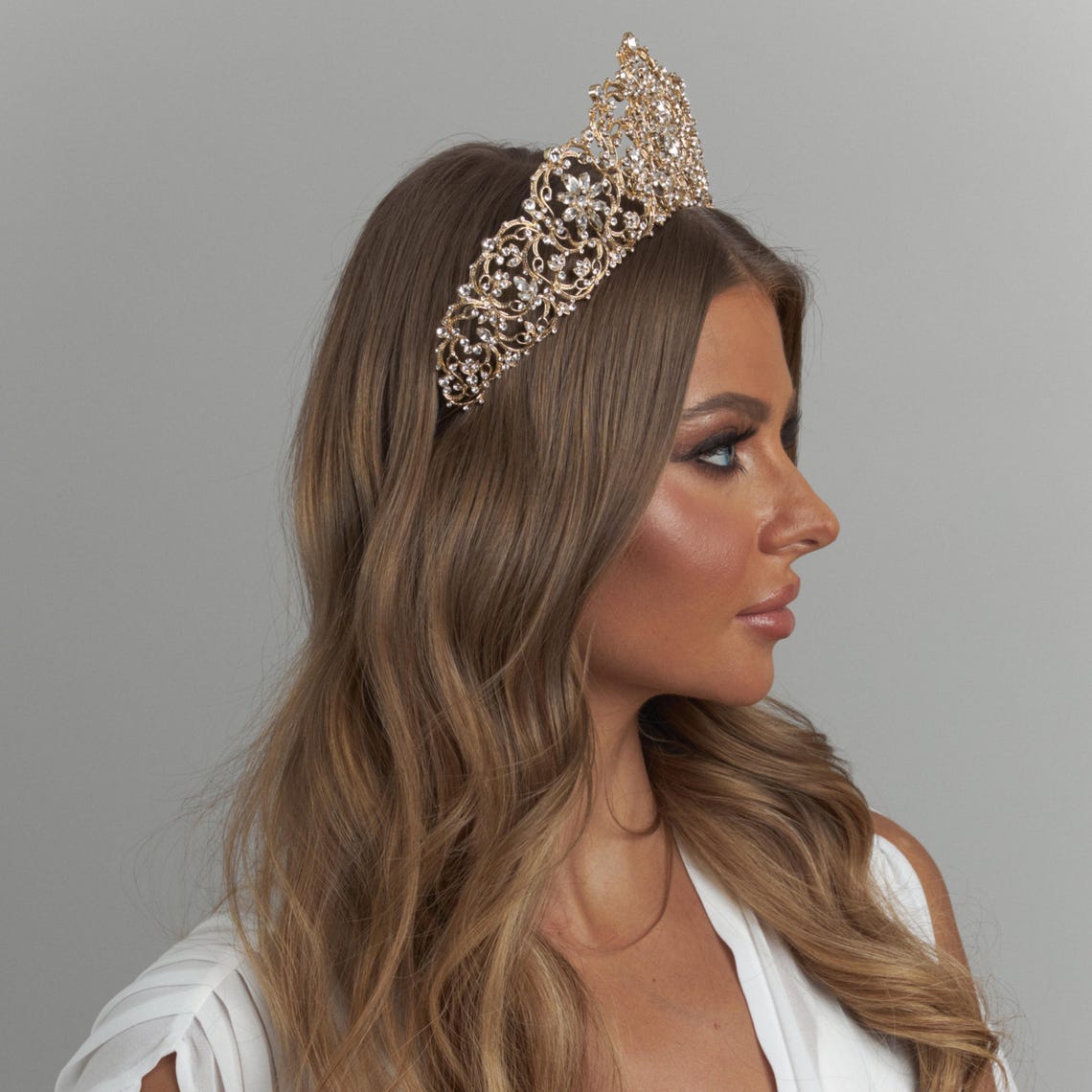Edith Crystal Bridal Crown - Etsy