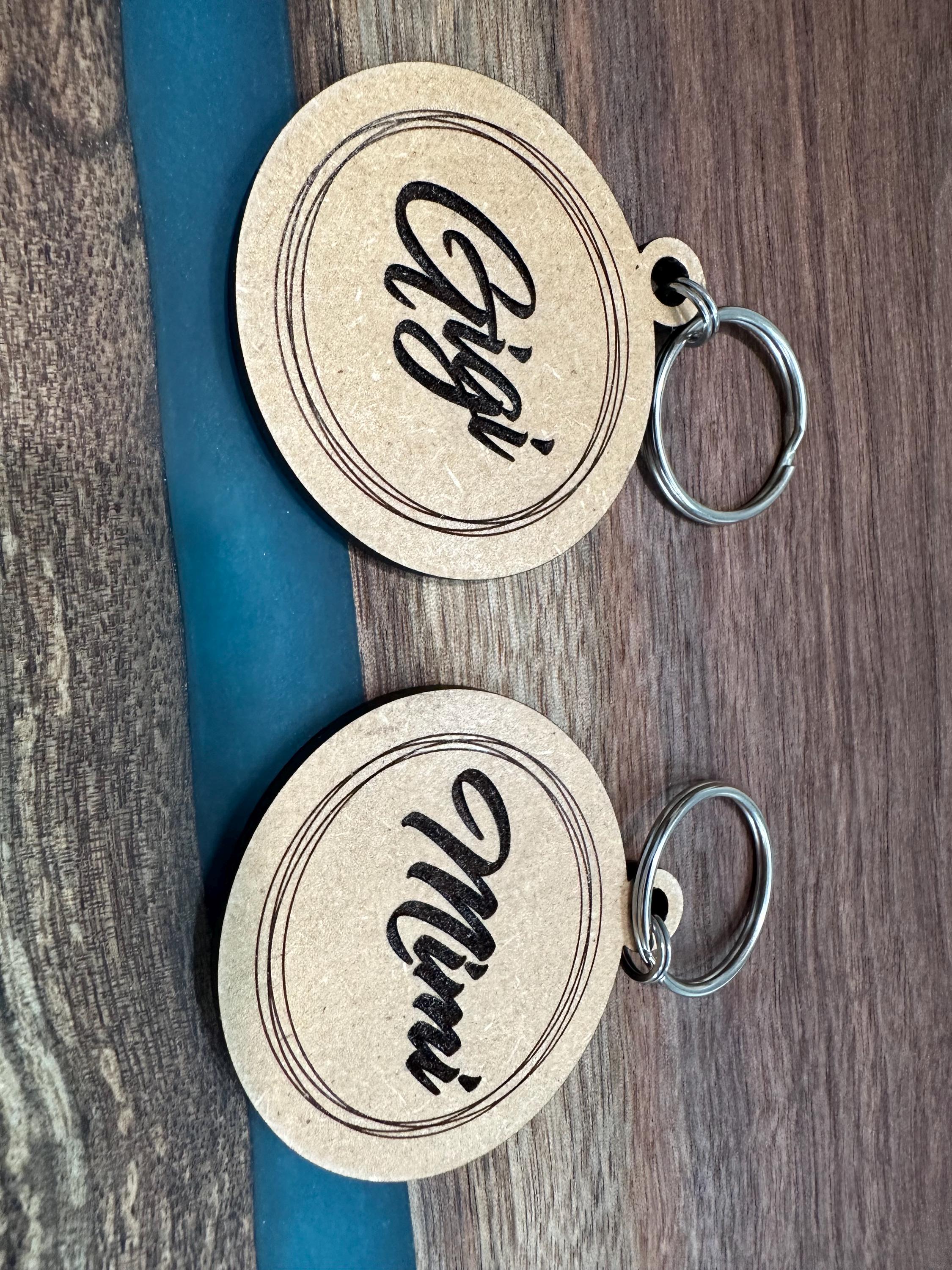 Personalized Wood Keychains Set, Custom Engraved Key Fobs, Wooden Key ...