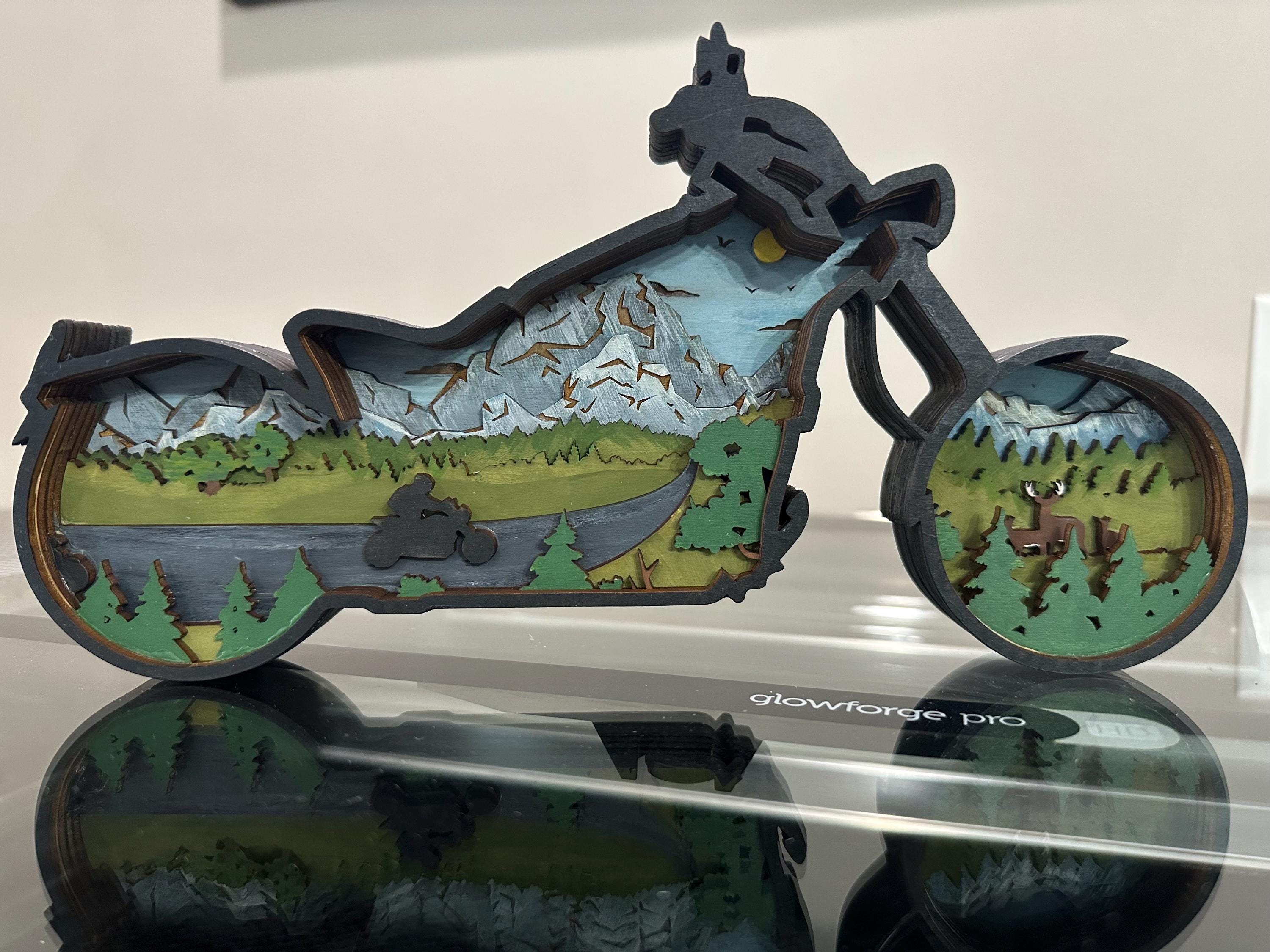 3D Motorcycle Multilayer Wood Art Piece | Motorcycle Lover | Motorcycle ...