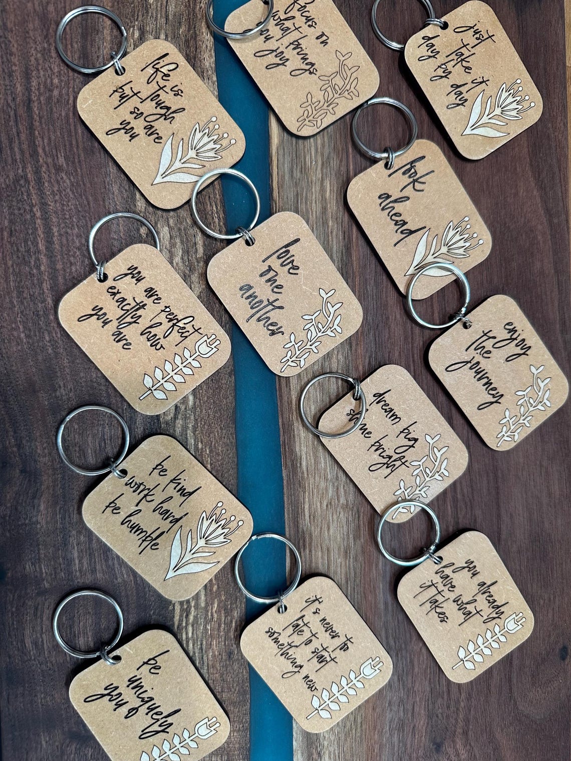 Personalized Wood Keychains Set, Custom Engraved Key Fobs, Wooden Key ...
