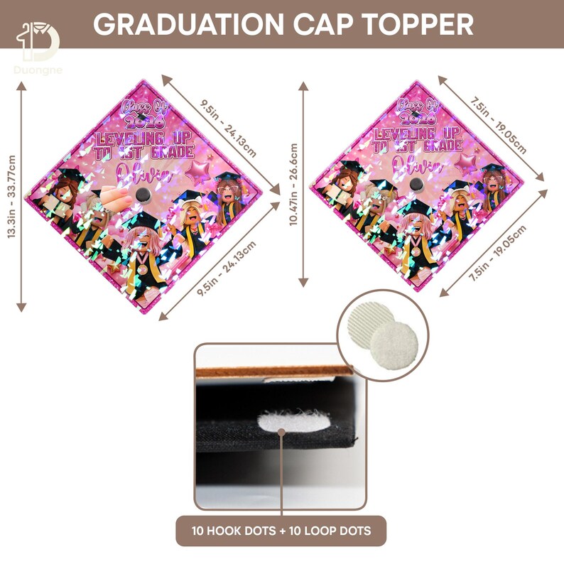 Personalized Gamer Girl Graduation Cap Topper, Pink Leveling up Decor ...