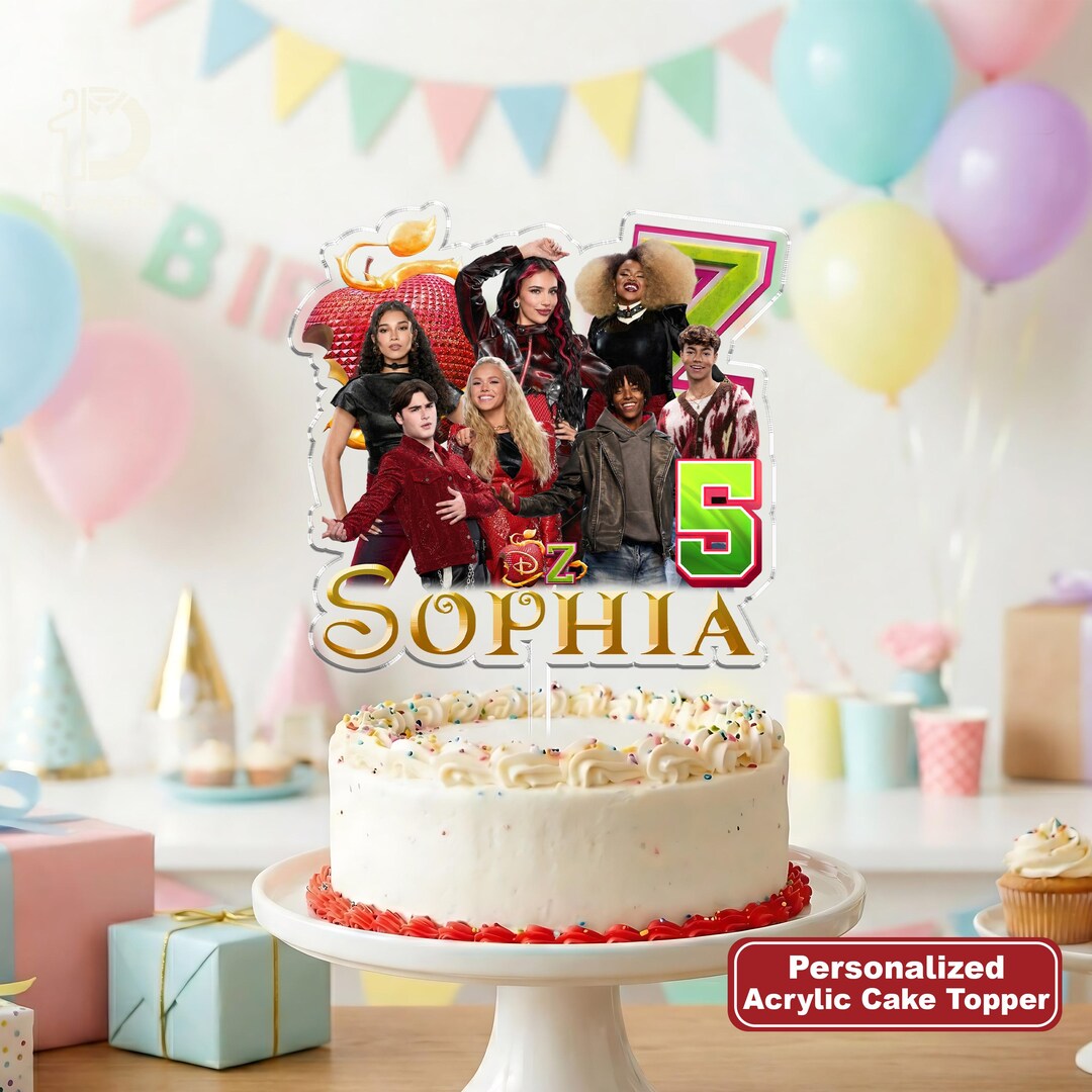 Personalized Descendants Zombies Acrylic Cake Topper, Custom Name Age ...