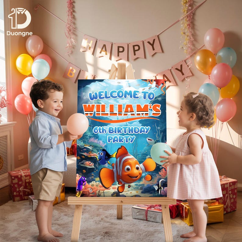 Personalized Finding Nemo Welcome Sign, Custom Name Age Undersea ...