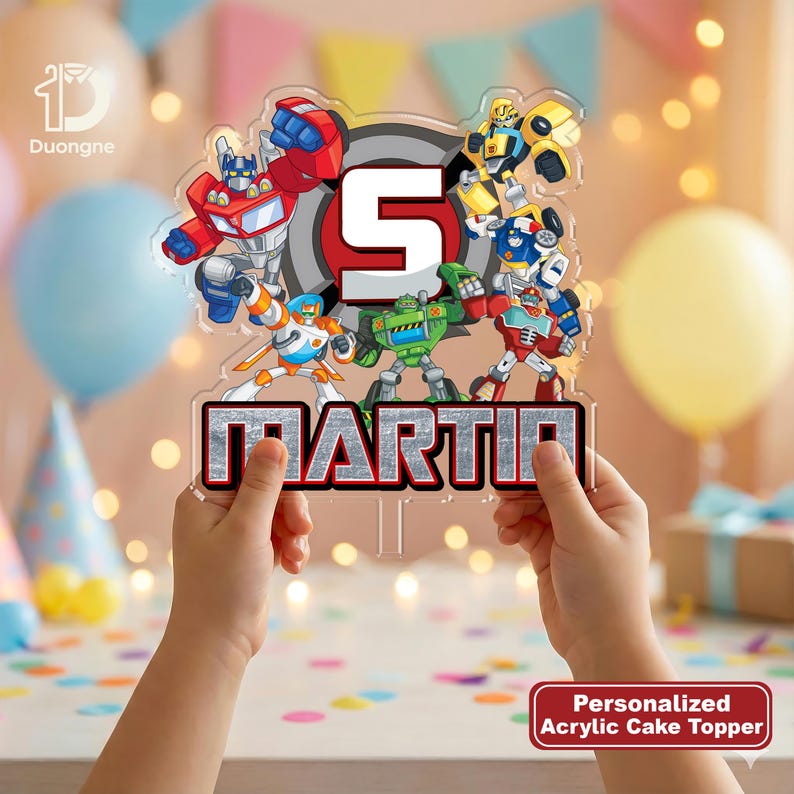 Personalized Rescue Bots Cake Topper, Robot Birthday Acrylic Decoration ...
