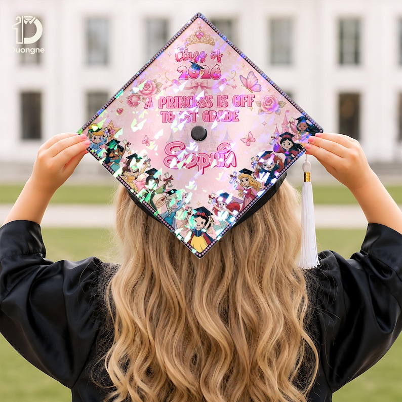 Personalized Princess Graduation Cap Topper, Custom Name Pink Class of ...