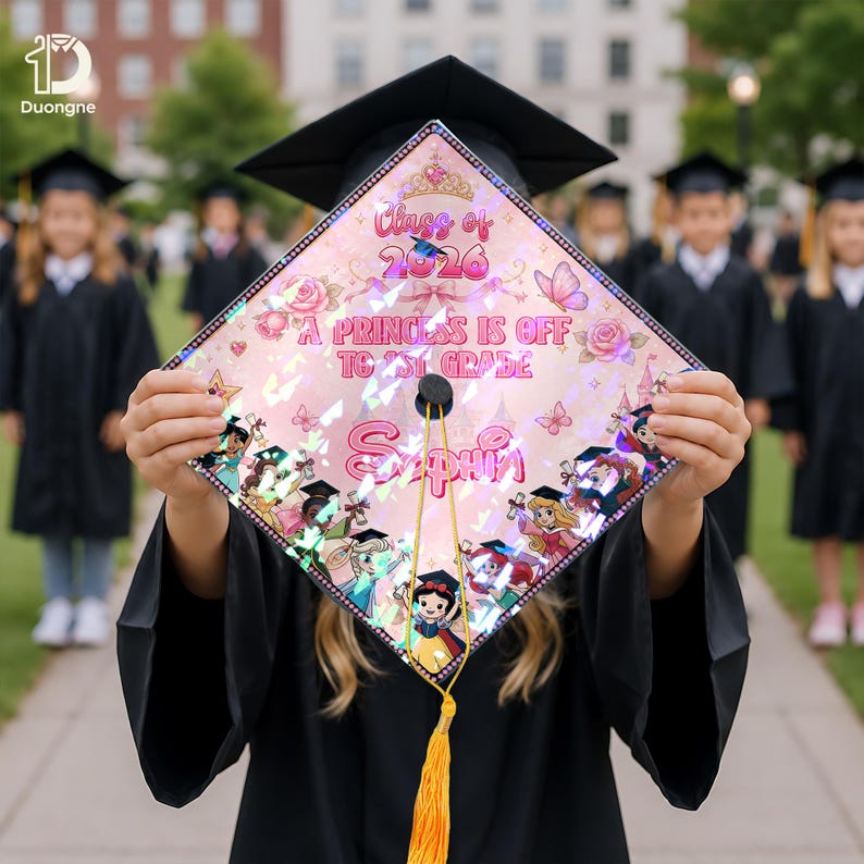 Personalized Princess Graduation Cap Topper, Custom Name Pink Class of ...