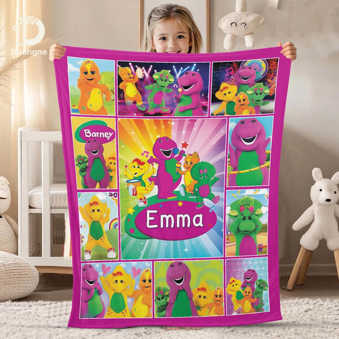 Personalized Barney Fleece Blanket: Custom Name Dinosaur Gift - Etsy