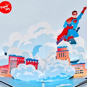 Flying Super Dad 3D Pop up Card, Father’s Day, Birthday, Greeting Card ...