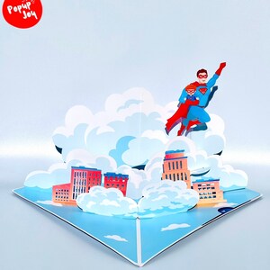 Flying Super Dad 3D Pop up Card, Father’s Day, Birthday, Greeting Card ...