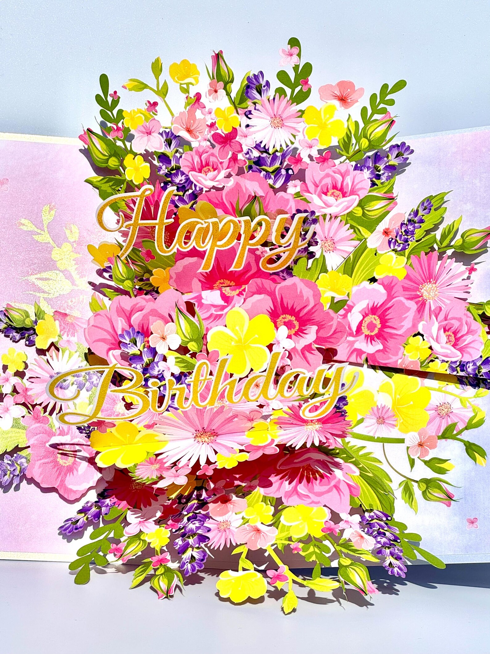 Happy Birthday Flowers Bouquet 3D Pop up Card, Birthday Flower 3D Pop ...