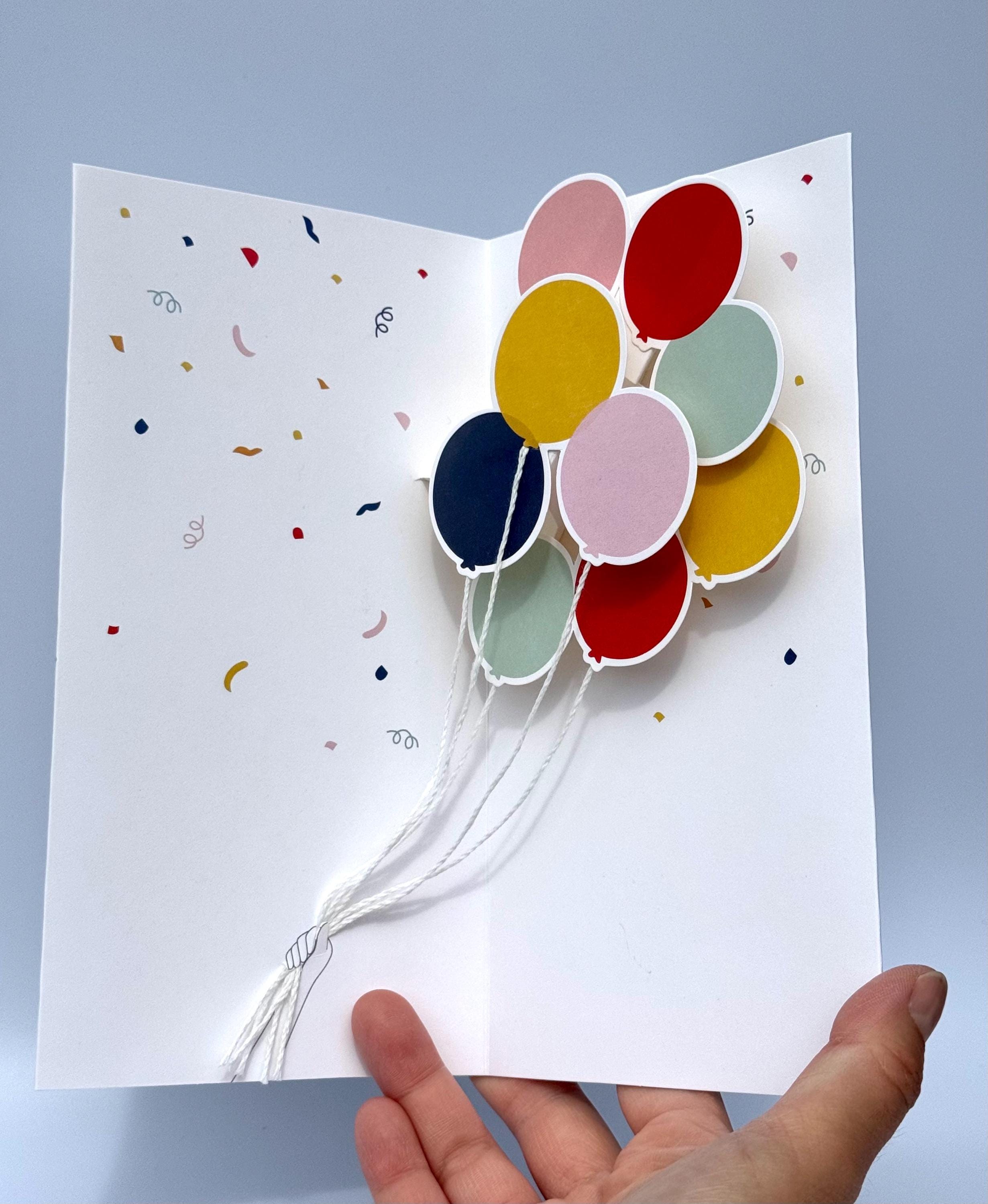 Colourful Balloon 3D Pop up Card: Celebration Greeting, Birthday Card ...