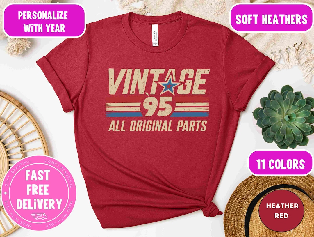 Vintage 1995 Tee, Classic 90s Birthday Shirt, Retro T-shirt Men, Gen Y ...