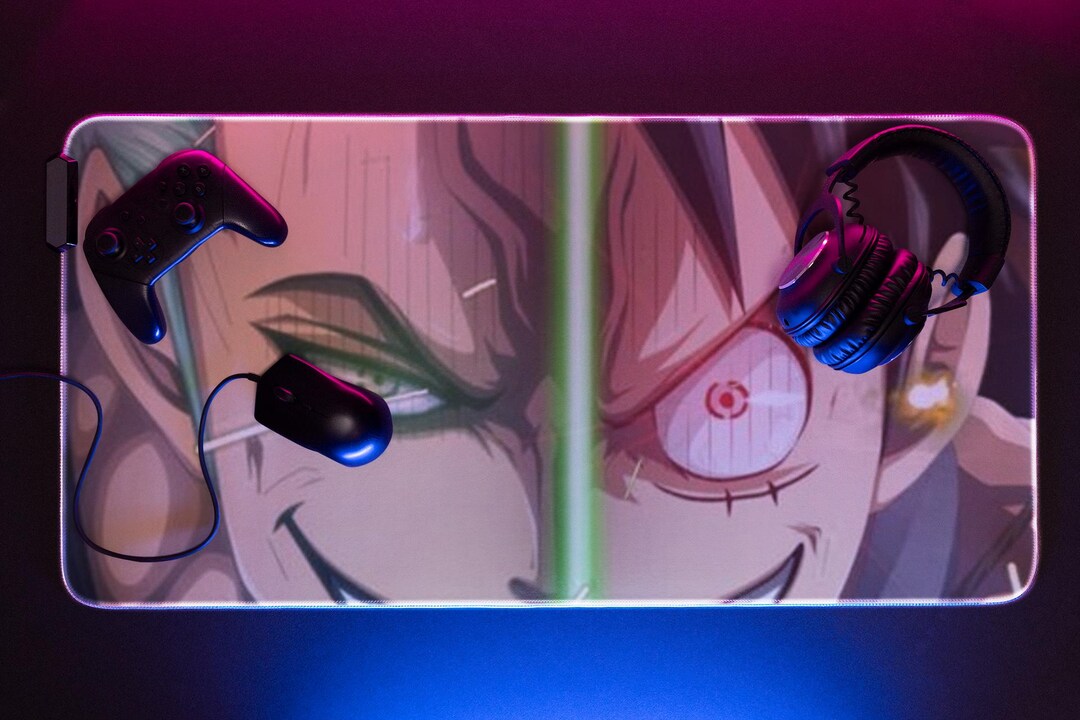 Anime LED Gaming Mouse Pad, One Piece, Luffy and Zoro , Keyboard Mat ...