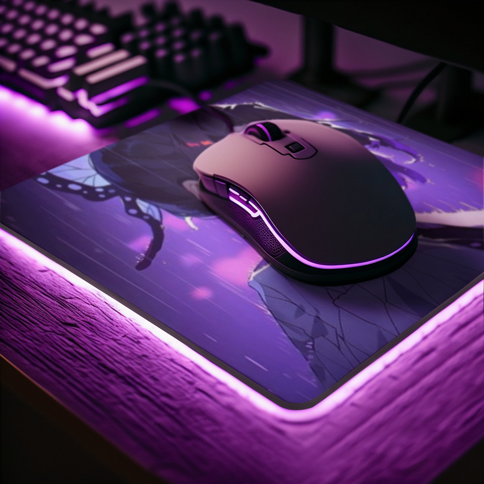 Anime Demon Slayer Shinobu Desk Mat, Gaming Mouse Pad With LED Lights ...