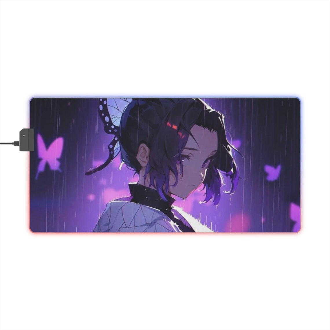 Anime Demon Slayer Shinobu Desk Mat, Gaming Mouse Pad With LED Lights ...