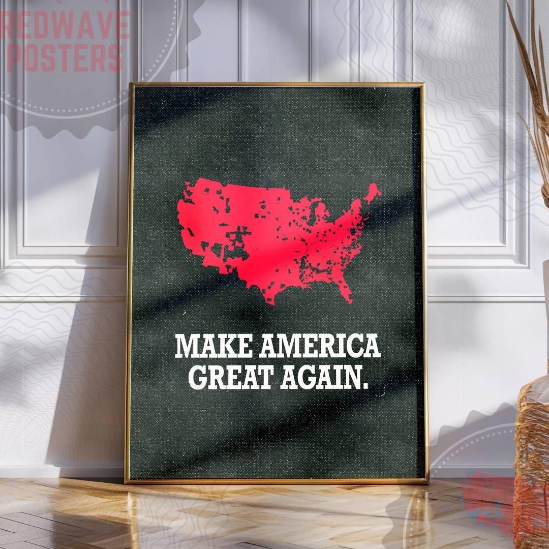 Red Wave, America, Map of America, President Donald Trump, Home Decor ...