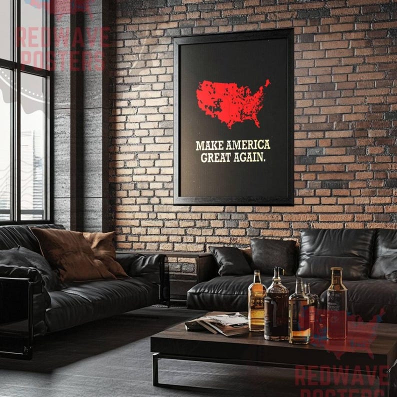 Red Wave, America, Map of America, President Donald Trump, Home Decor ...