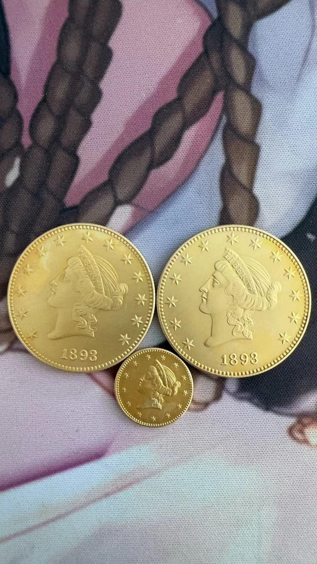 Creative Smiling Goddess, Smiling Coin, Looking up at the Brass Gold ...