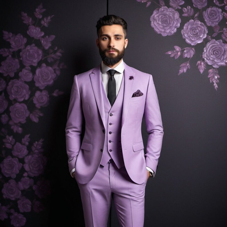 Purple Suit for Men, Three Piece Suit, Slim Fit Suit, Groom and ...