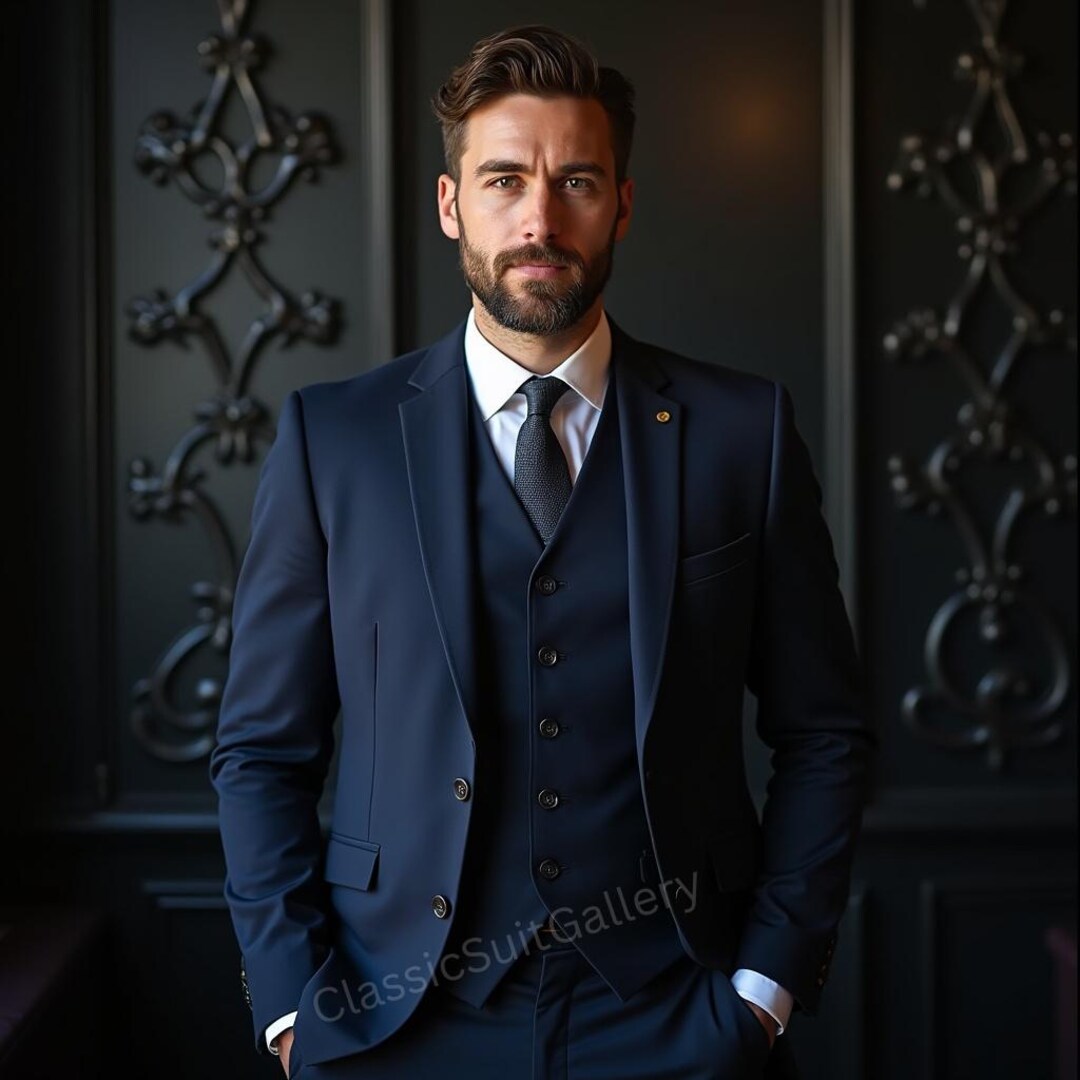 Three Piece Blue Suit for Men | Wedding Suit | Groom Suit | Trendy Men ...
