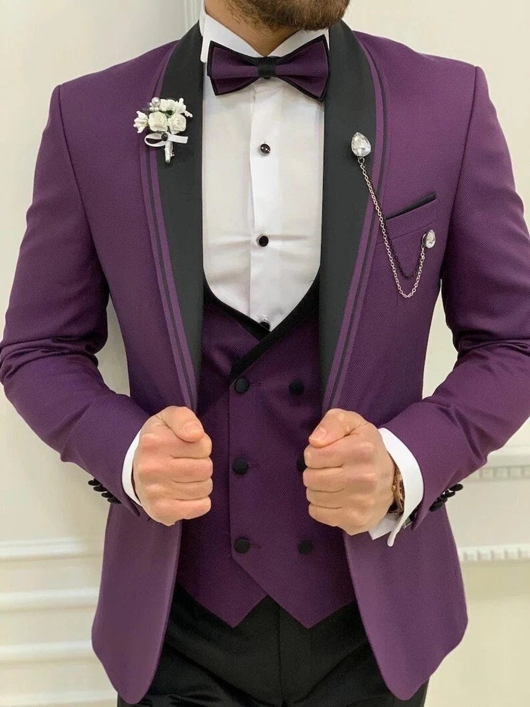 Purple Suit for Men, Three Piece Suit, Slim Fit Suit, Groom and ...