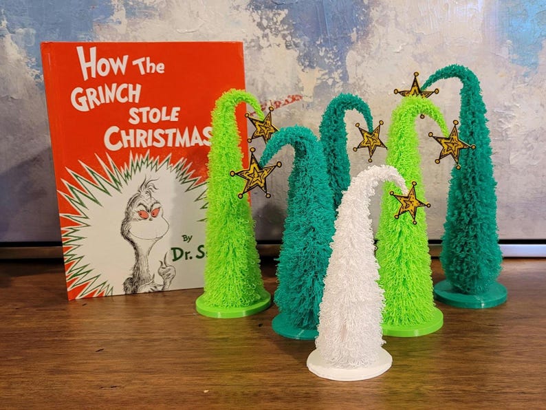 Grinch Tree With Seuss-inspired Star Tree Topper - Etsy