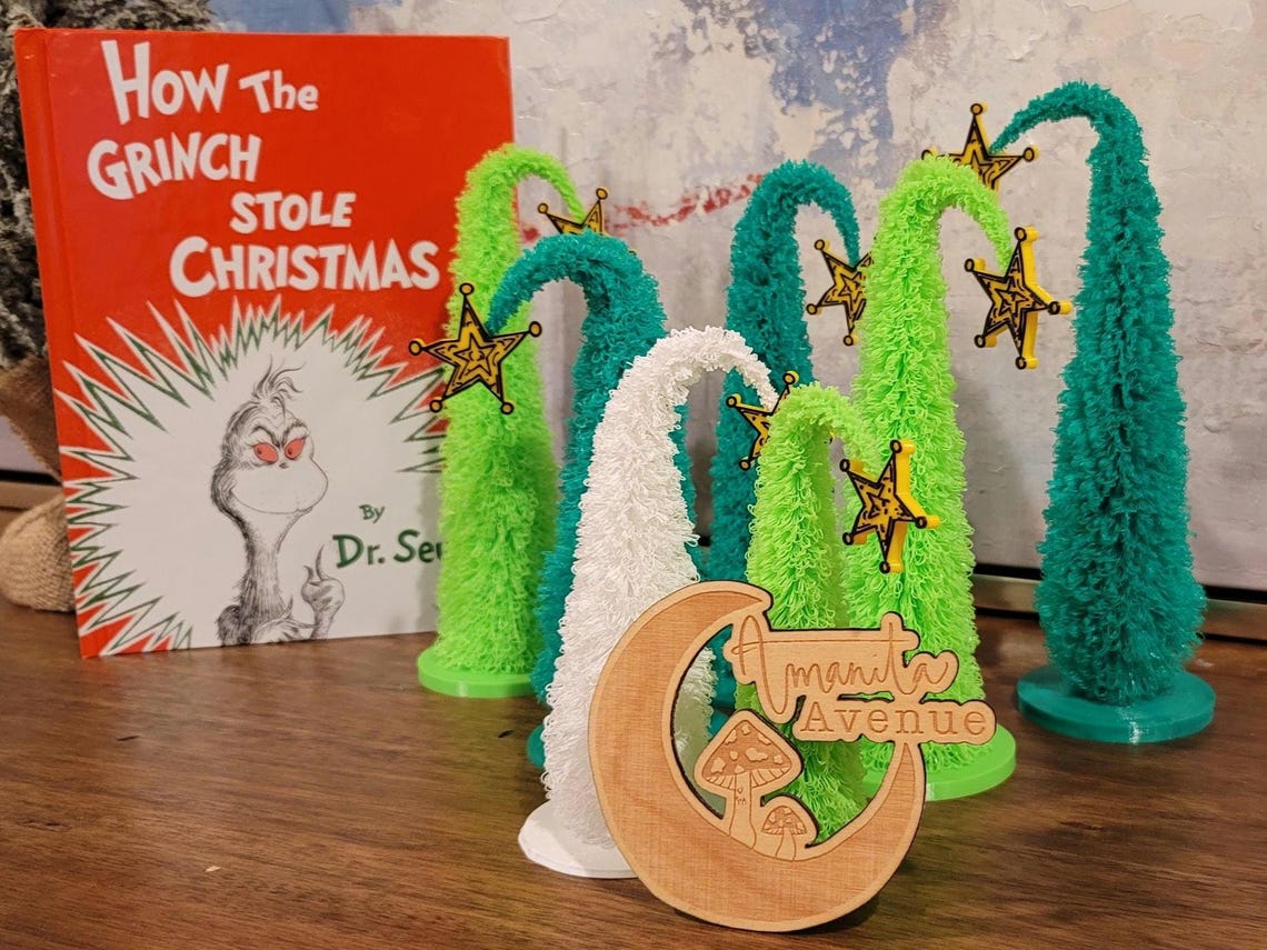 Grinch Tree With Seuss-inspired Star Tree Topper - Etsy