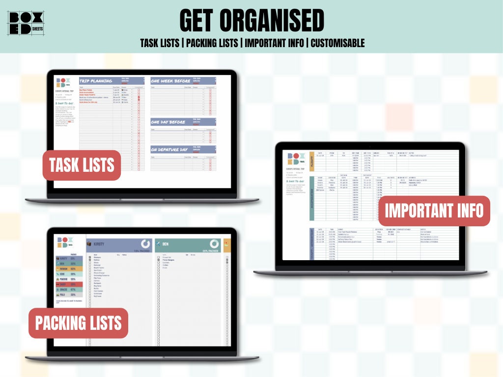 Group Travel Itinerary Spreadsheet, Vacation Budget Tracker, Digital ...