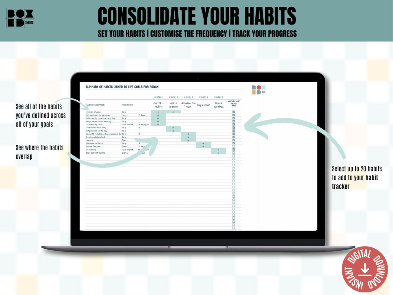 Custom Digital Life Goal & Habit Tracker, Productivity Planner, Instant ...
