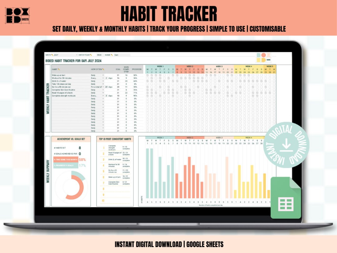 Personalized Digital Habit Tracker for Daily, Weekly, Monthly Goals ...