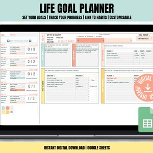 Custom Digital Life Goal & Habit Tracker, Productivity Planner, Instant ...
