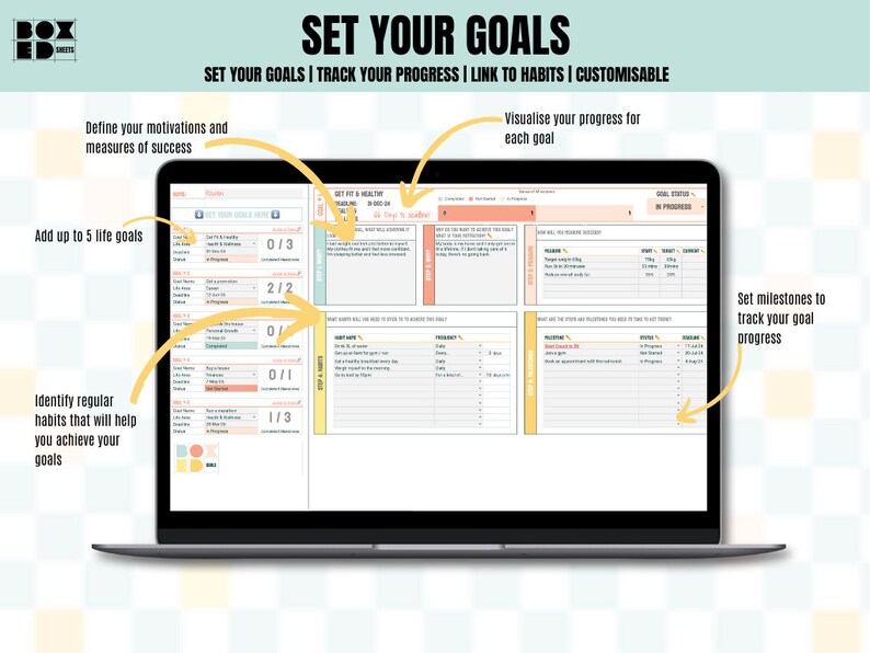 Custom Digital Life Goal & Habit Tracker, Productivity Planner, Instant ...