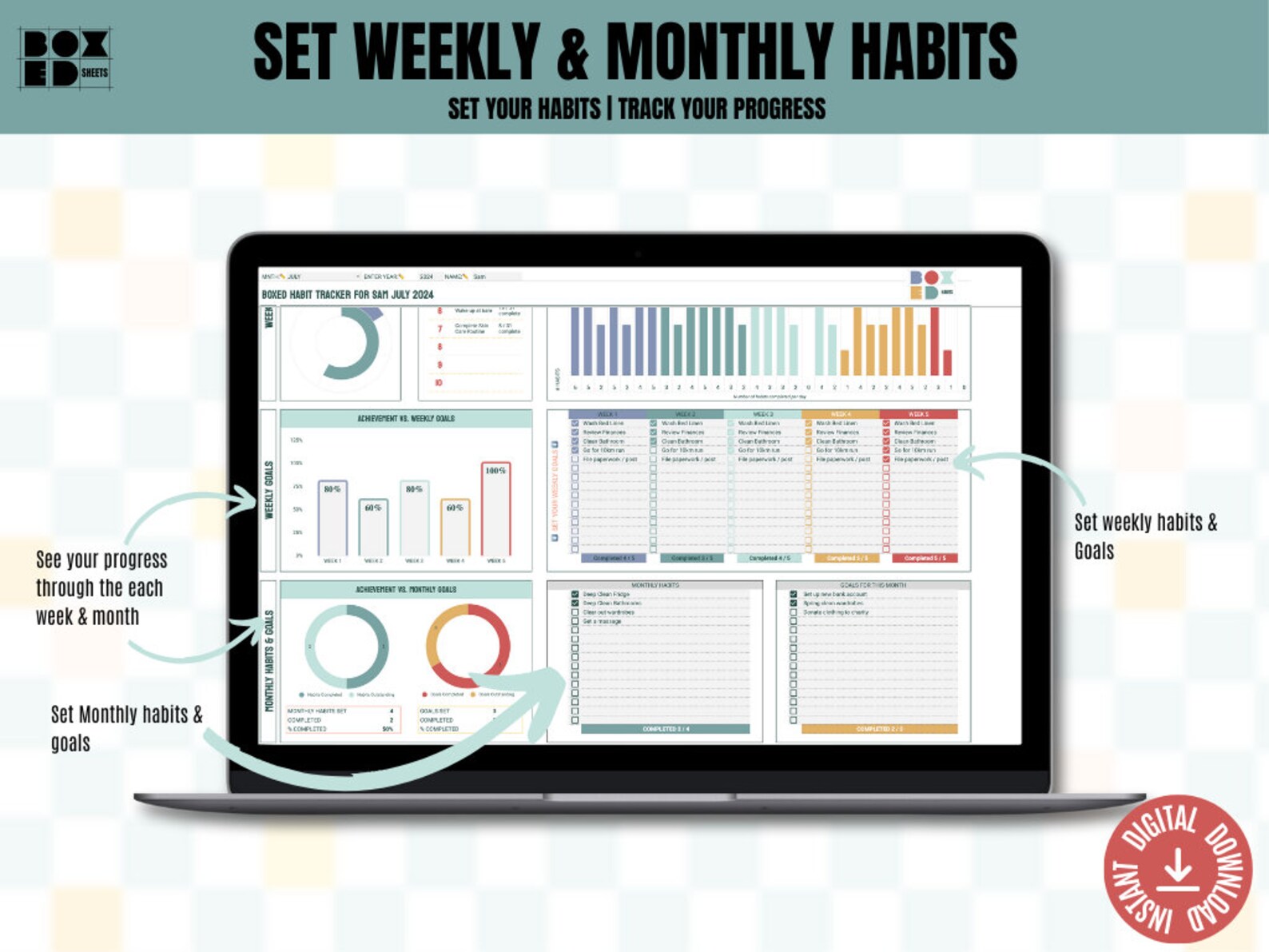 Custom Digital Life Goal & Habit Tracker, Productivity Planner, Instant ...