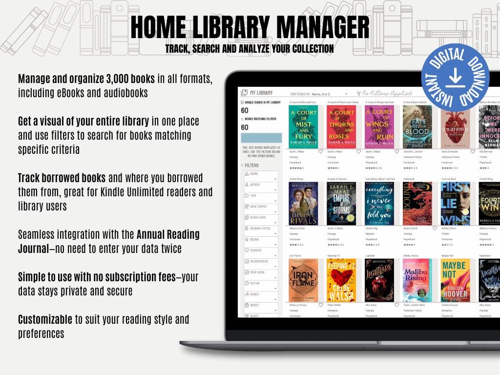 Home Library Manager: Book Collection Tracker (google Sheets, Digital ...