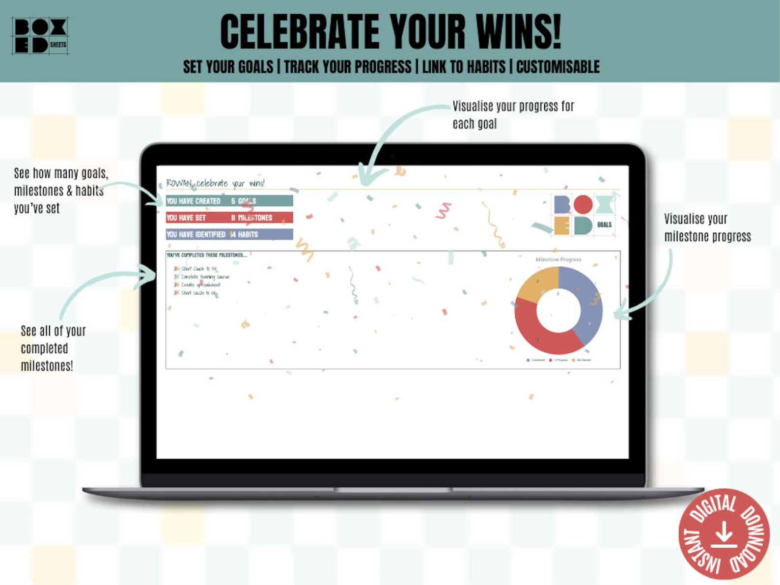 Custom Digital Life Goal & Habit Tracker, Productivity Planner, Instant ...