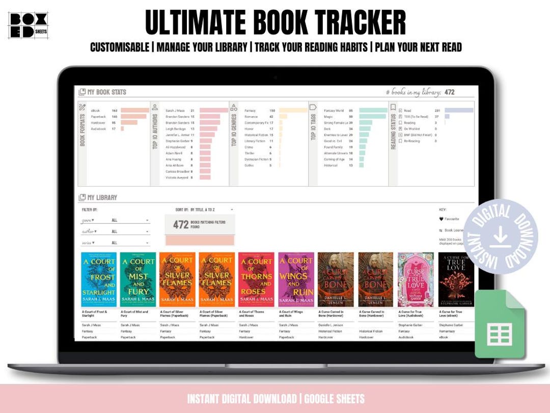 Customizable Book Tracker: Reading Journal & TBR List (digital Download ...